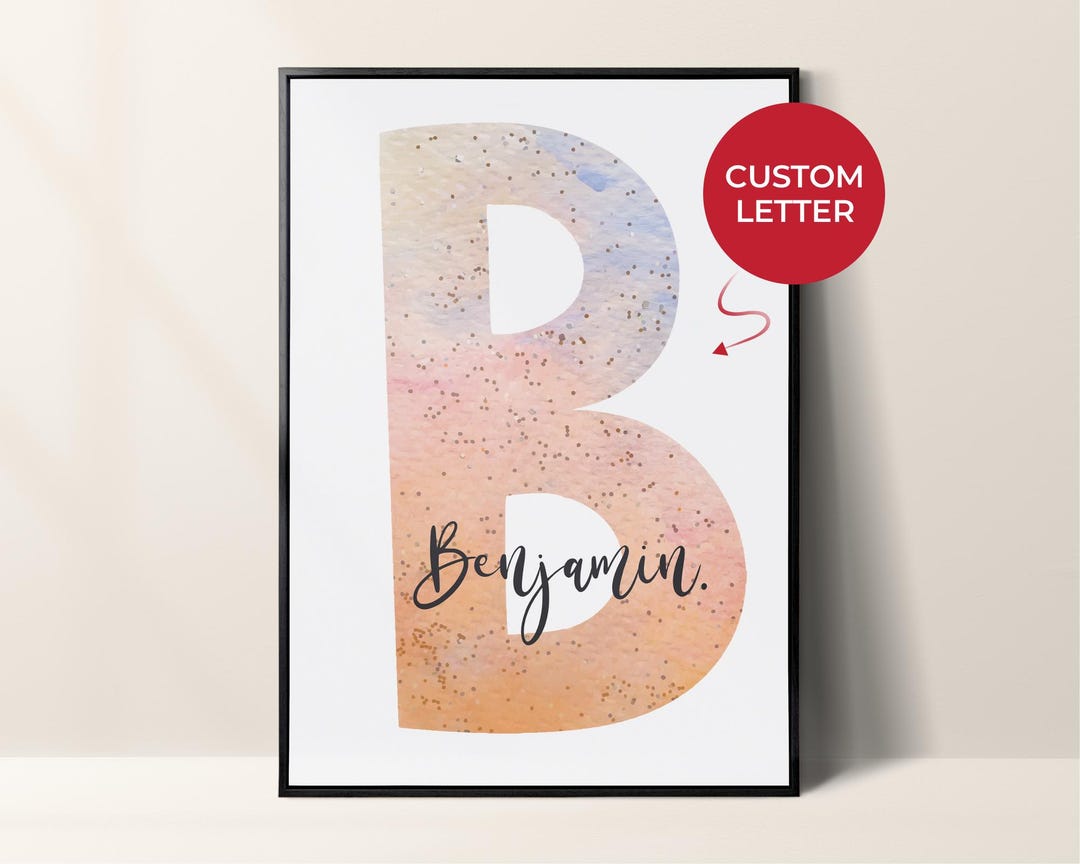 Initial Name Print, Inital Wall Decor, Custom Name Art, Monogram Art ...