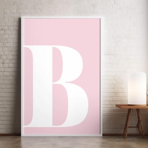 B Letter Poster B Poster Inital Wall Decor Initial Wall Art Monogram ...