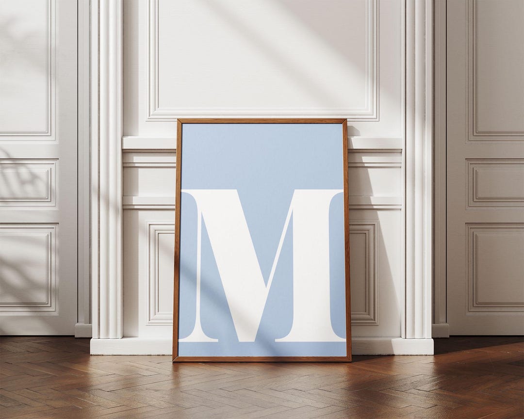 M Letter Poster M Poster Inital Wall Decor Initial Wall Art Monogram ...