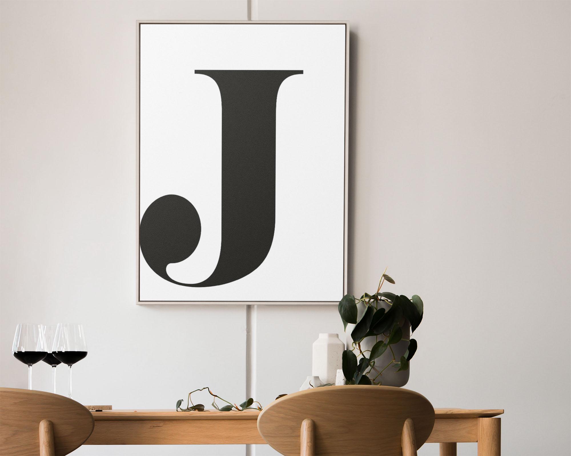 J Letter Poster J Poster Inital Wall Decor Initial Wall Art Monogram ...