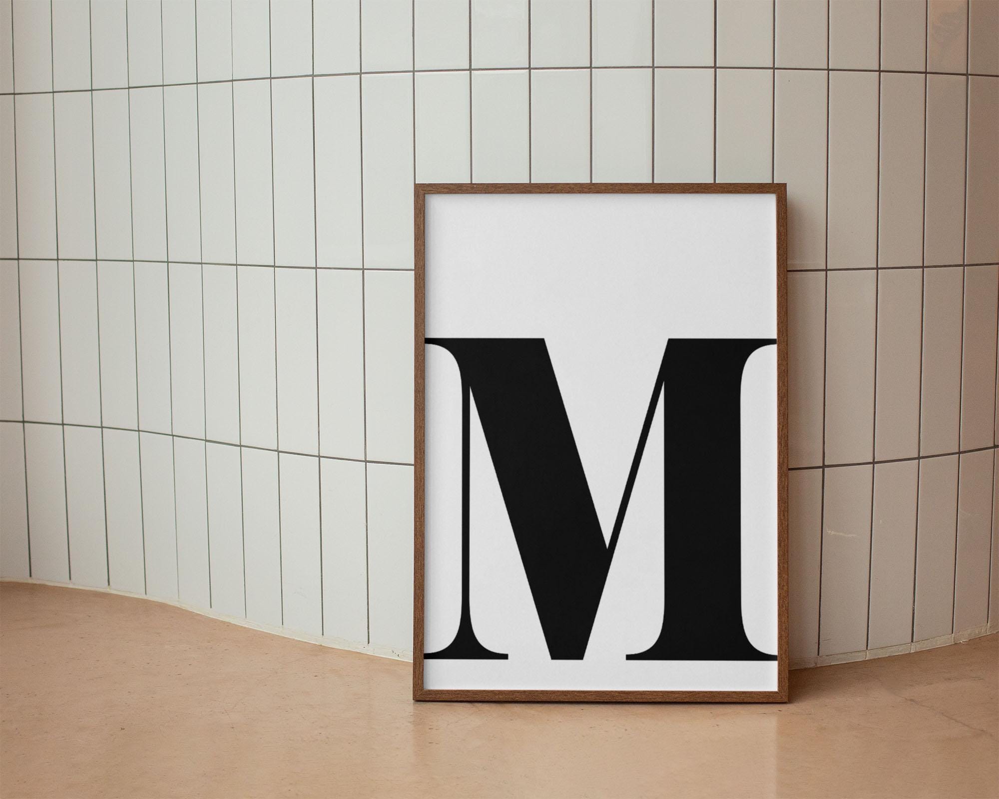 M Letter Poster M Poster Inital Wall Decor Initial Wall Art Monogram ...