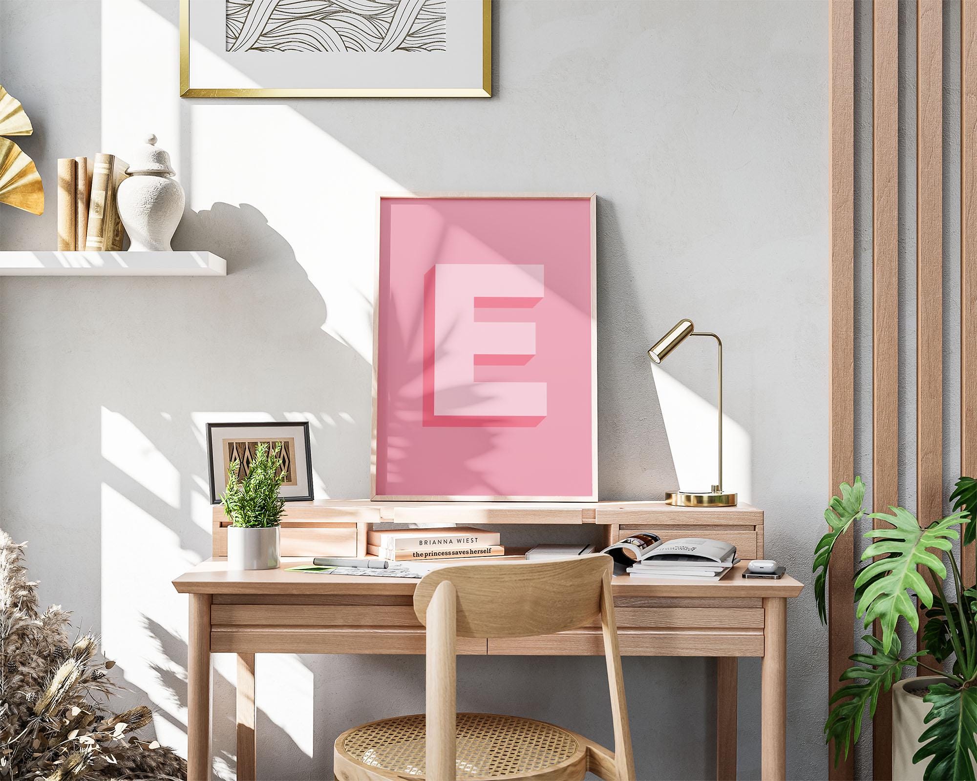 E Letter Poster E Poster Inital Wall Decor Initial Wall Art Monogram ...