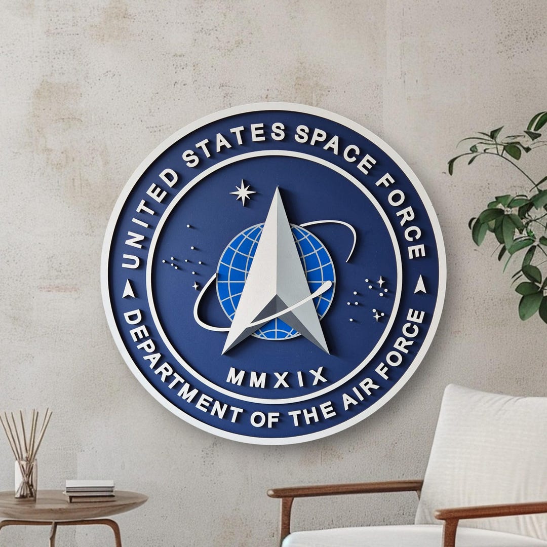Hand-painted Space Force Emblem Wall Art: Patriotic Sci-fi Decor - Etsy