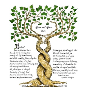 Two Trees Entwined W Poem 8x10 Wedding Print Personalized Handfast ...