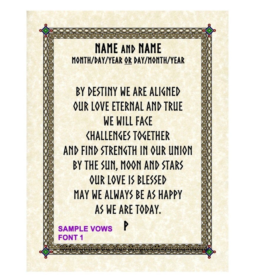 Viking Norse Celtic Custom Wedding Vows Print Pagan Handfasting ...