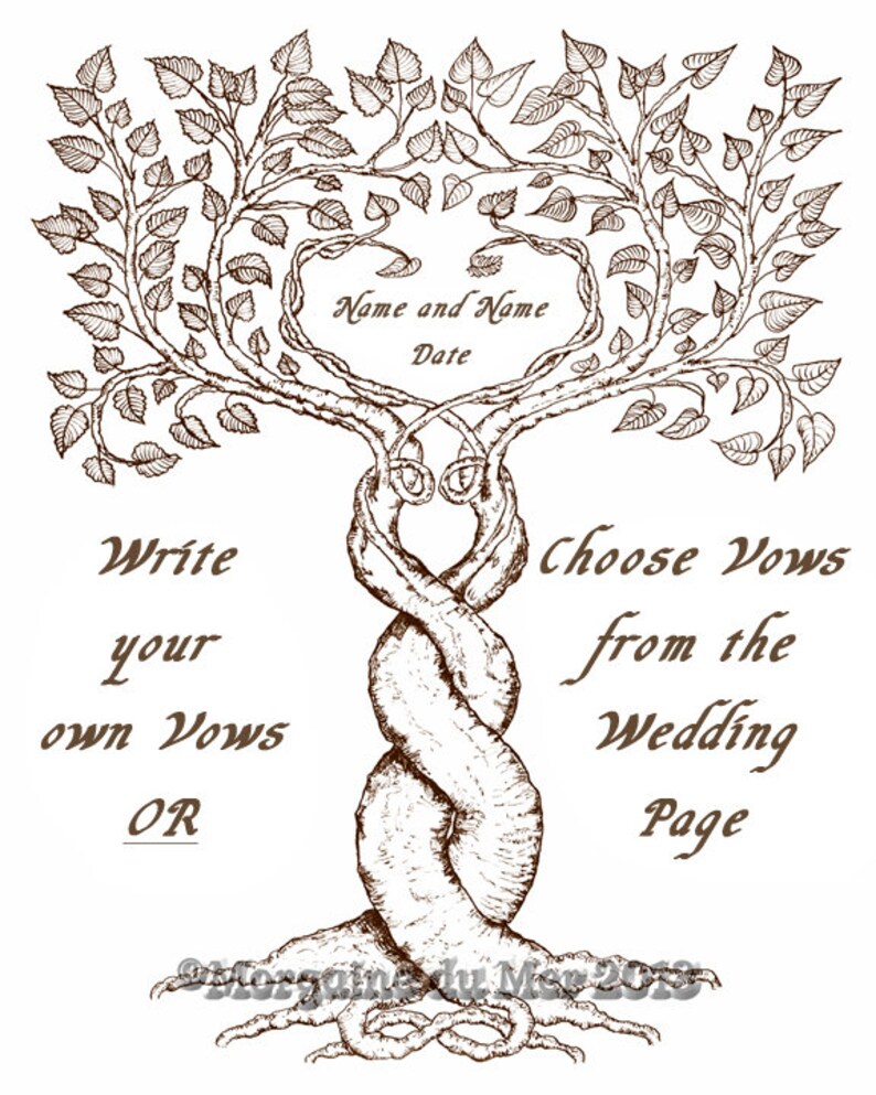 Two Trees Marriage Custom Wedding Print Handfasting Certificate Sepia ...
