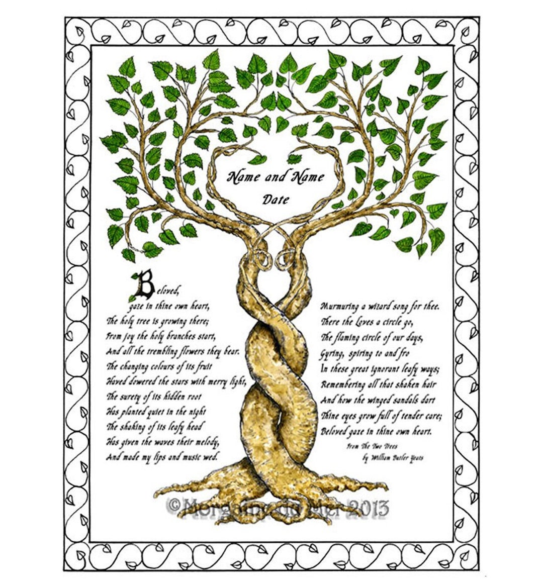 Two Trees Entwined 11x14 Personalized Wedding Print Custom Handfast ...