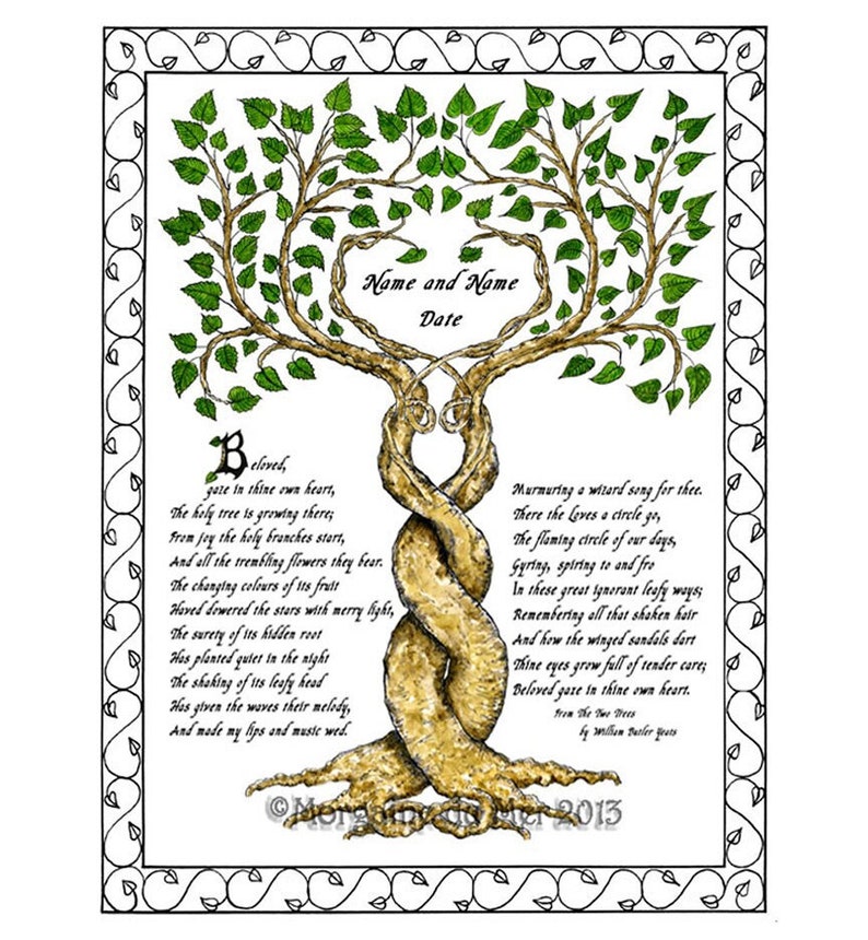 Two Trees Entwined 11x14 Personalized Wedding Print Custom Handfast ...