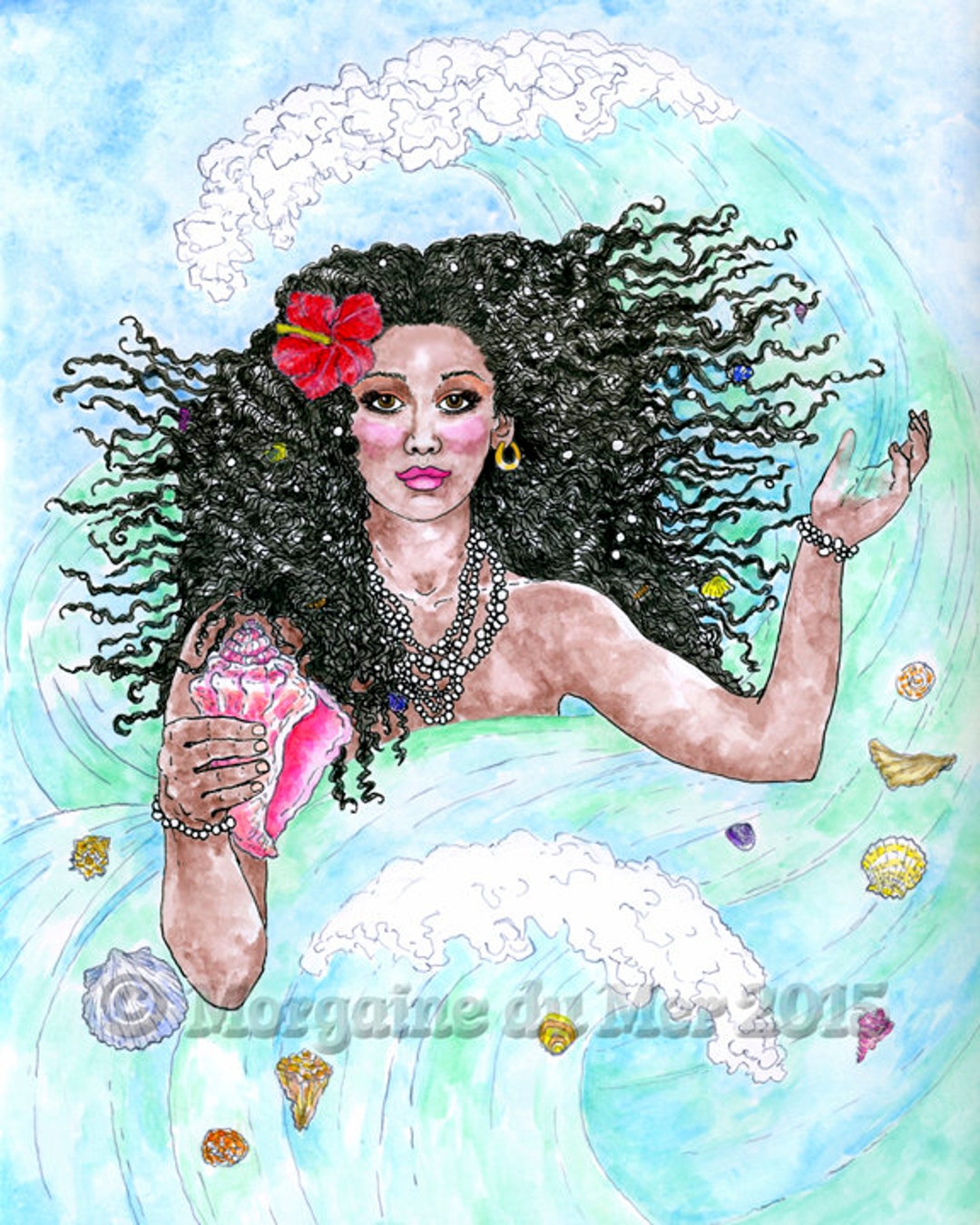 Yemaya Ocean Sea Goddess Print Mother of All Living Things Yoruba ...