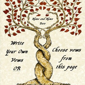 Two Trees Entwined Autumn Leaves Custom Wedding Vows Print Fall ...