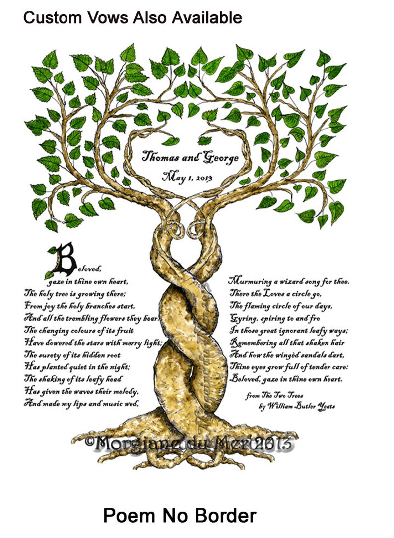 Two Trees Entwined w Poem 8x10 Wedding Print Personalized | Etsy