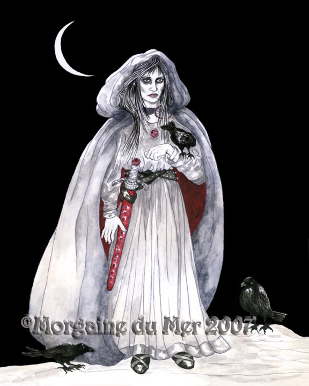 Morrigan Celtic Dark Goddess Print Three Ravens Battle Crow Pagan Wall ...