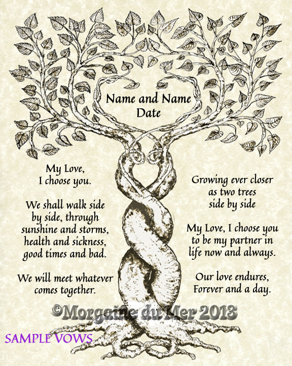 Two Trees Entwined Custom Wedding Vows Print Parchment - Etsy