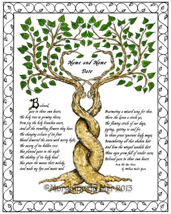 Two Trees Entwined 11x14 Personalized Wedding Print Custom - Etsy UK