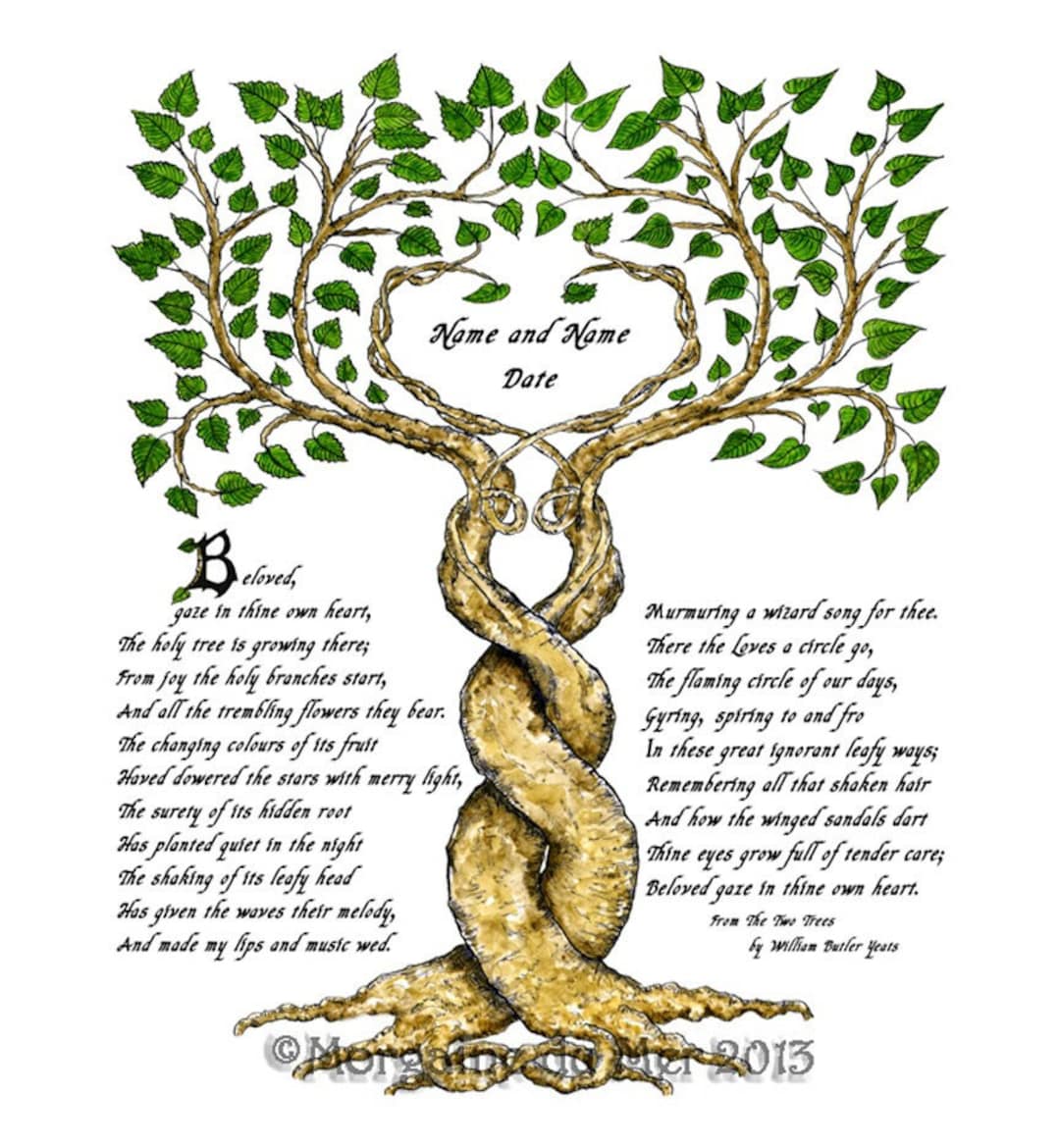 Two Trees Entwined W Poem 8x10 Wedding Print Personalized Handfast ...