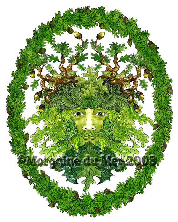Oakman Greenman Print Pagan Fantasy Art Celtic Nature Mythology Oak ...