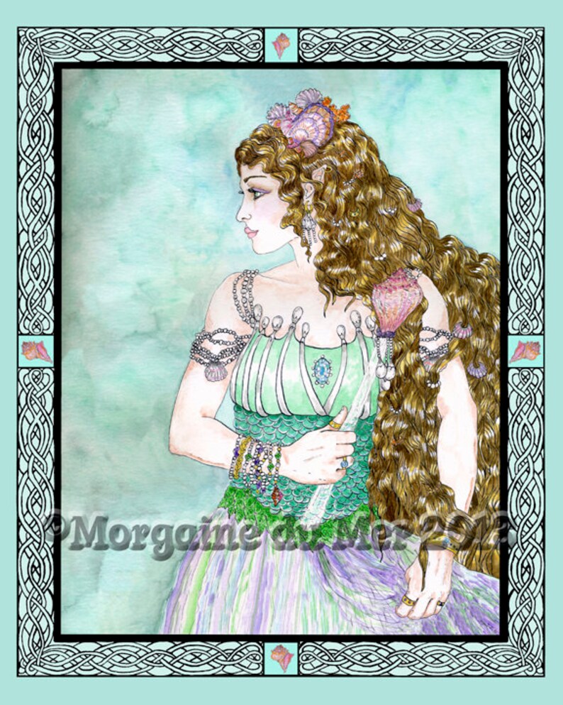 Fand Fairy Queen Celtic Sea Goddess Mermaid Print Wall Art Seashell or ...