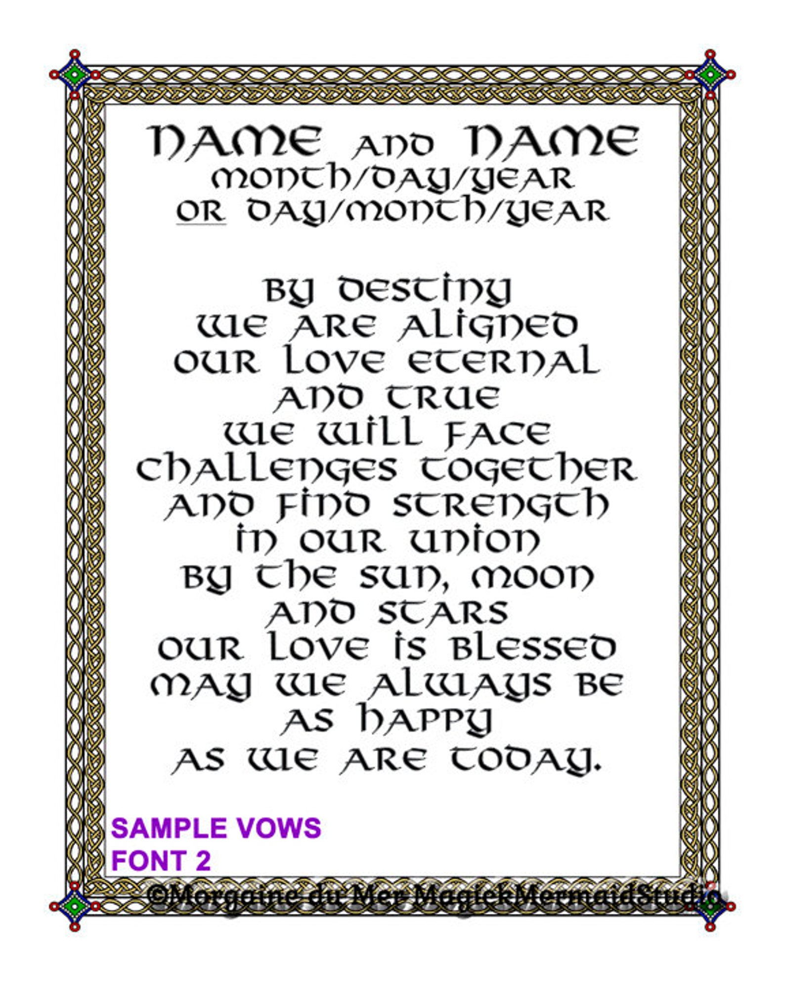 Viking Norse Celtic Custom Wedding Vows Print Pagan Handfasting Wall ...