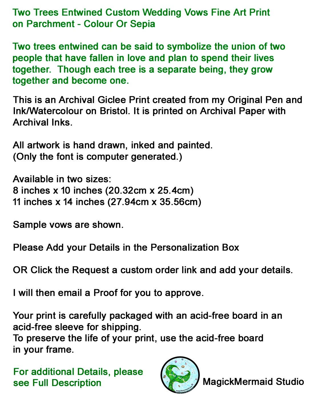 Two Trees Entwined Custom Wedding Vows Print Parchment | Etsy