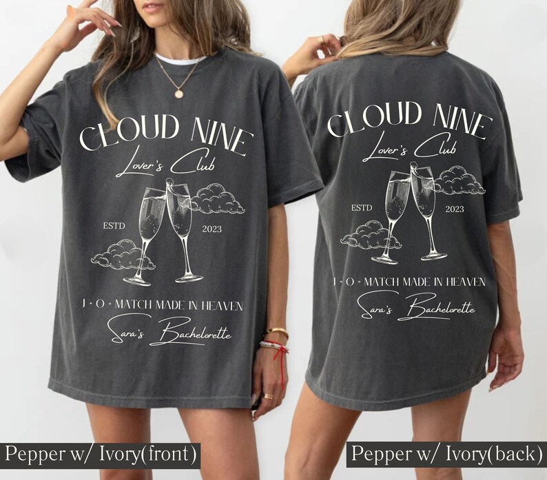 On Cloud Nine on Cloud 9 Match Made in Heaven Cloud Nine Shirt Custom Bachelorette Shirt Bride ...