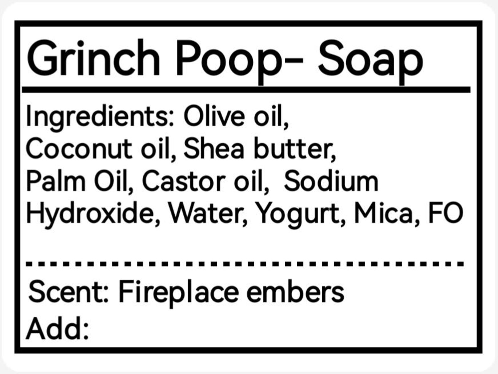 Grinch Poop bar Soap, Fireplace Embers Scent - Etsy
