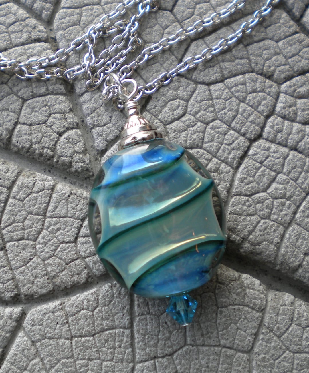 Lampwork Pendant, Blue Lampwork, Gift for Her, Handmade Glass Pendant ...