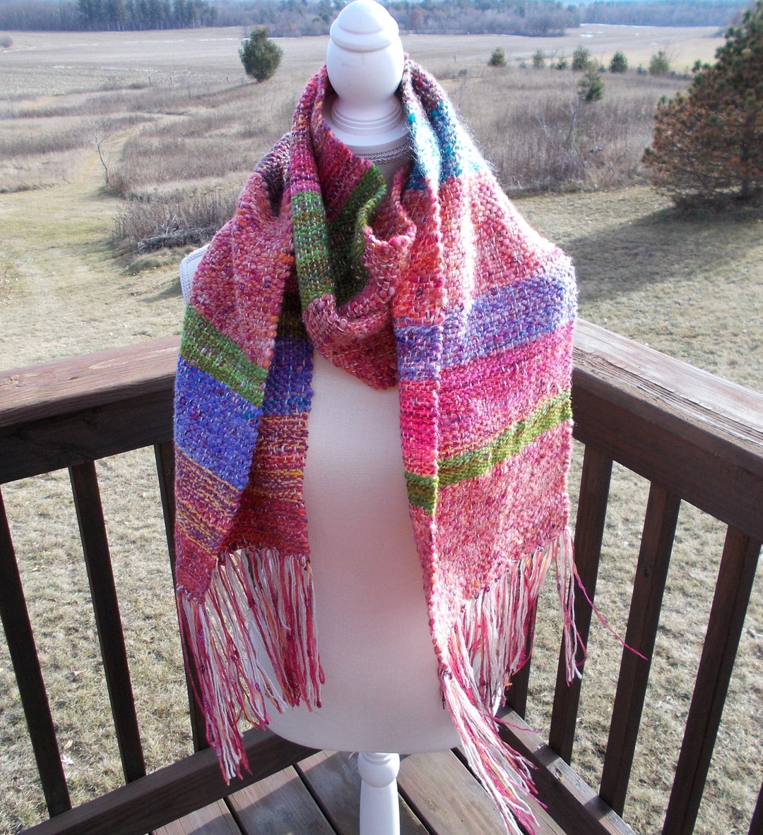 Handspun Handwoven Scarf, Multi Color Scarf, Gift for Her, Handwoven ...