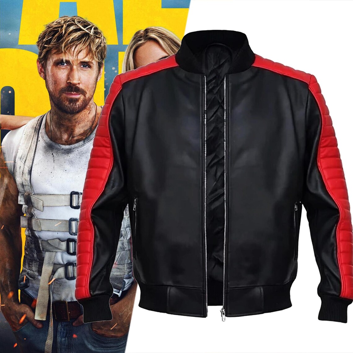 Ryan Gosling Miami Vice Leather Jacket, the Fall Guy Cosplay, Premium ...
