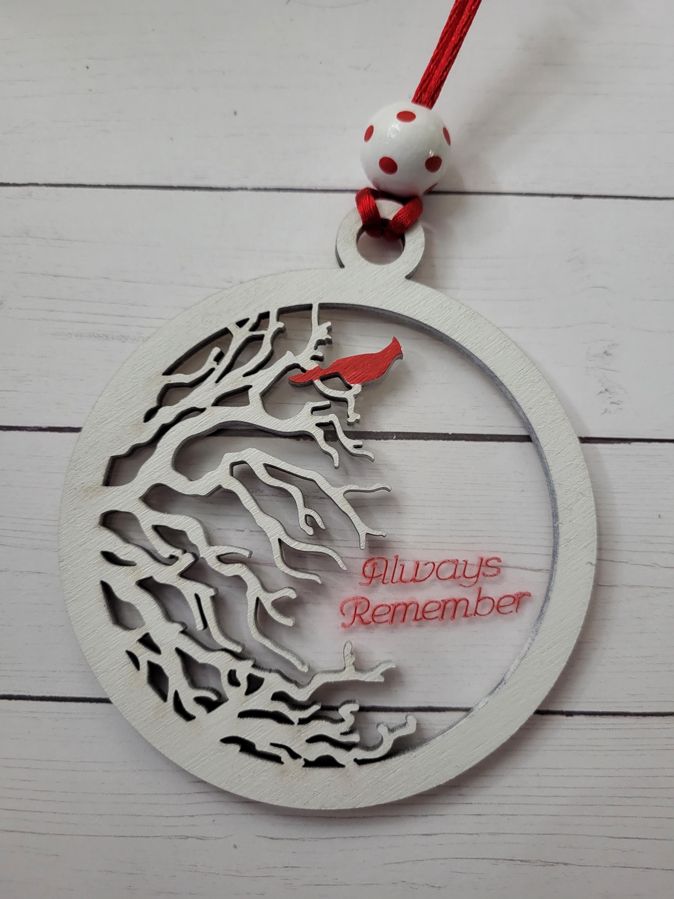 Wooden Cardinal Ornament With Acrylic Backer - Window Hanging & Holiday ...