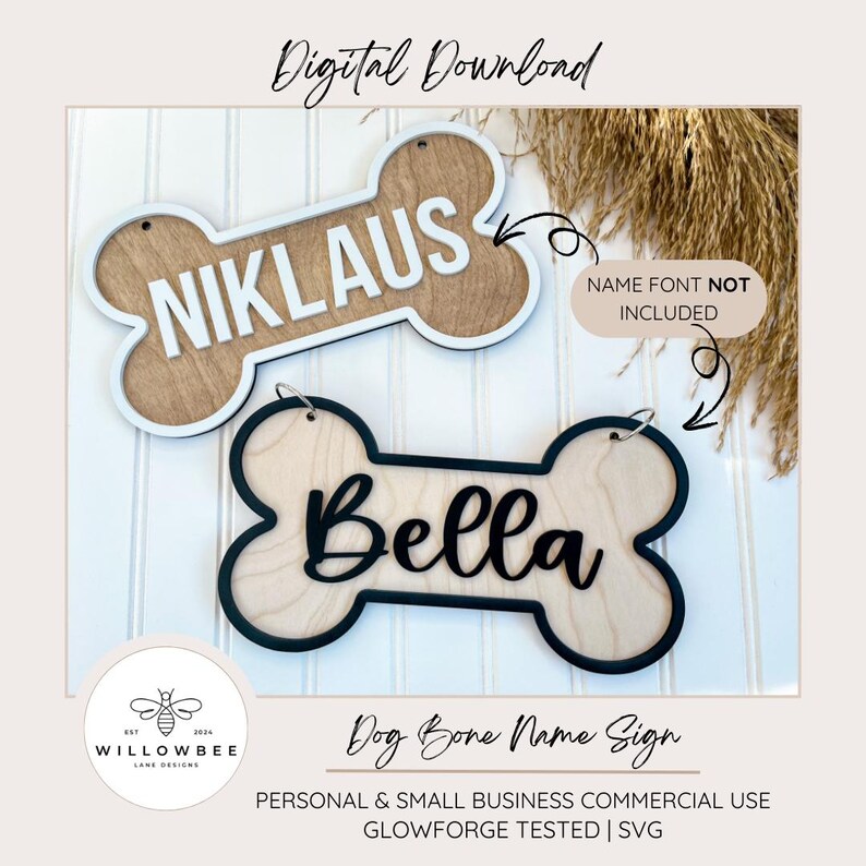 Dog Bone Name Tag SVG - Etsy