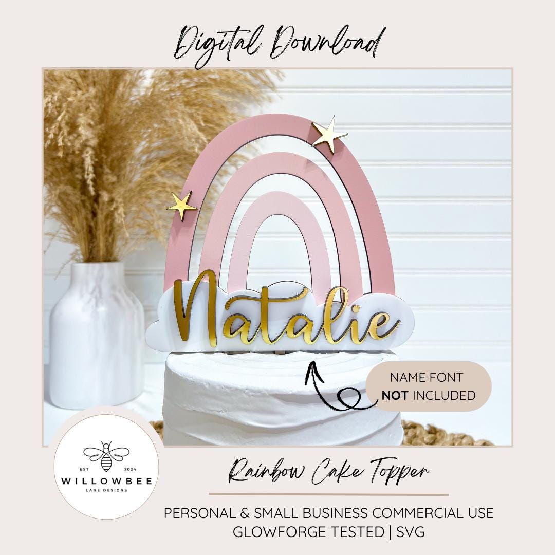 Rainbow Cake Topper SVG - Etsy