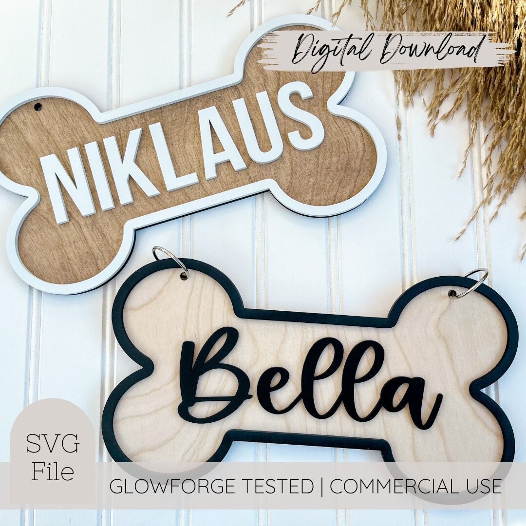 Dog Bone Name Tag SVG - Etsy