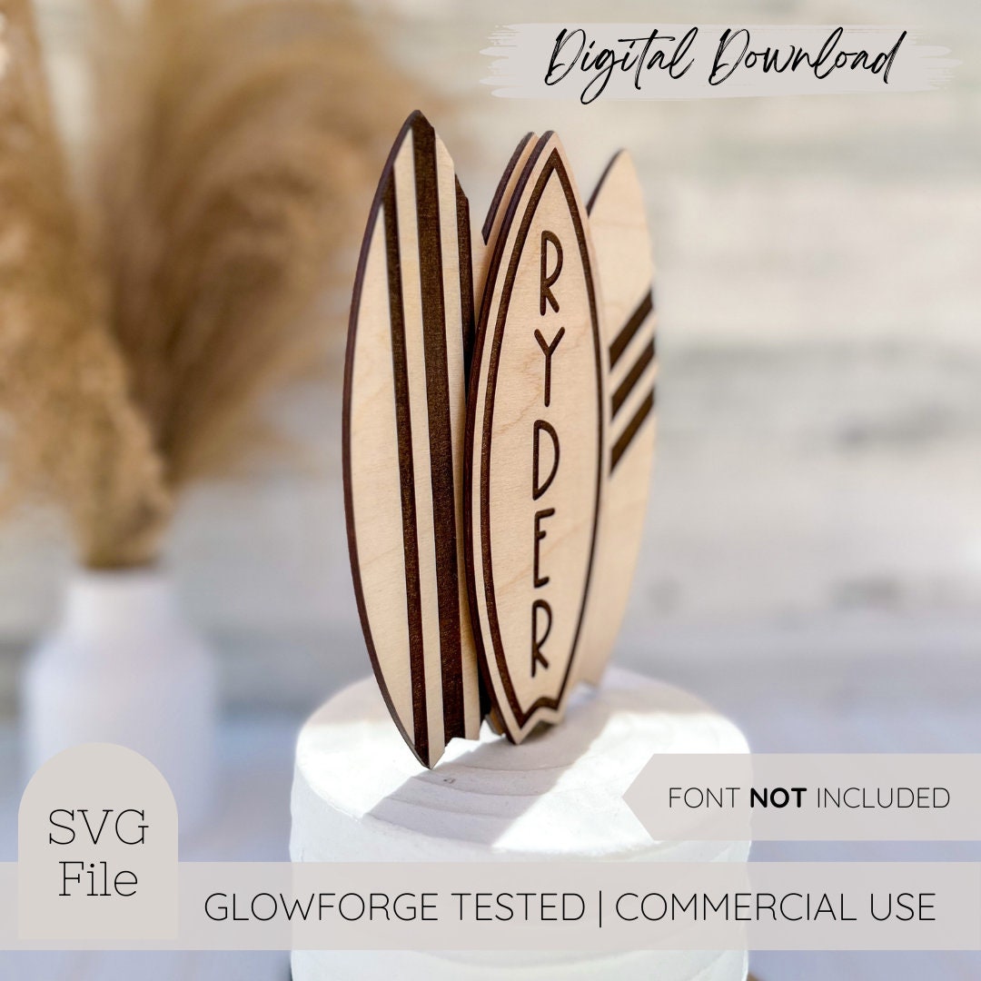 Surfboard Cake Topper Digital Download SVG Laser Cutting File - Etsy