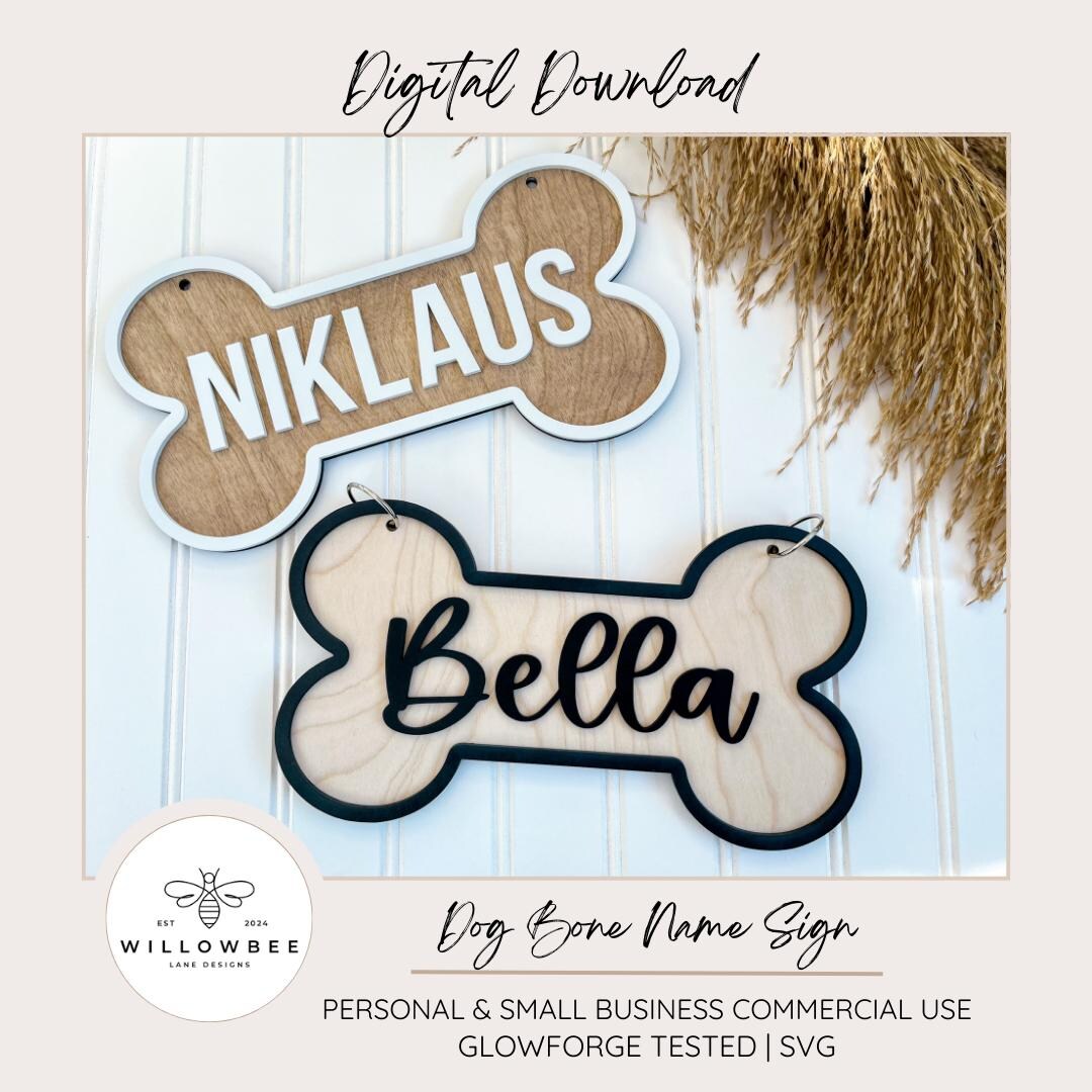 Dog Bone Name Tag SVG - Etsy