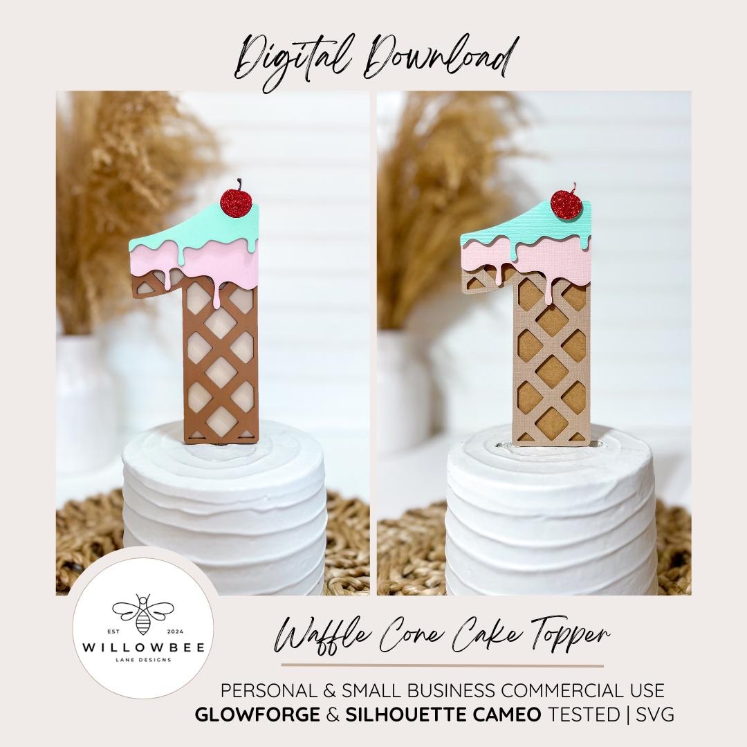 Waffle Cone Cake Topper SVG | Laser & Paper Cutting Files (digital ...
