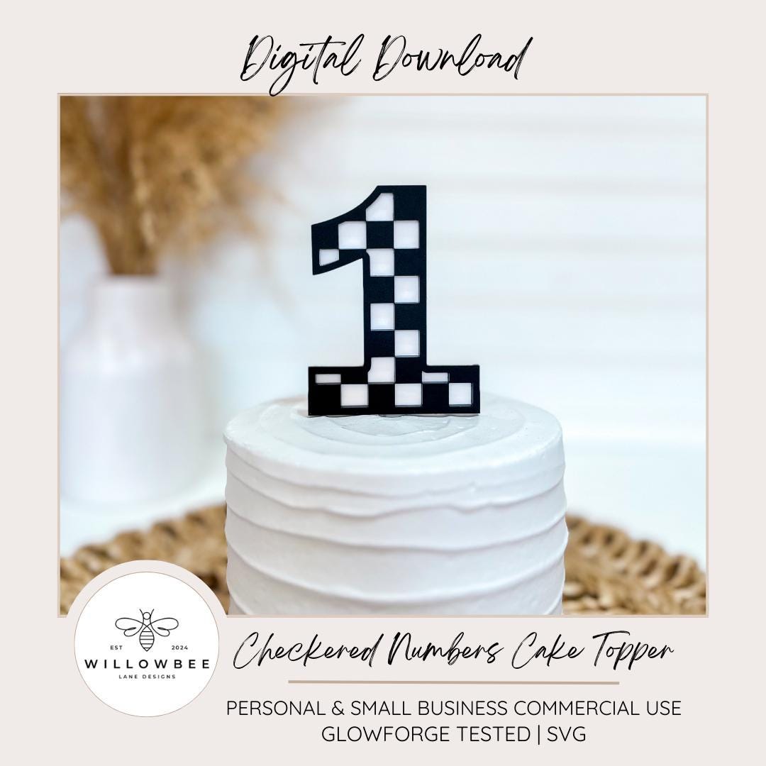 Checkered Numbers Cake Cupcake Toppers | Digital Download | SVG | Laser ...