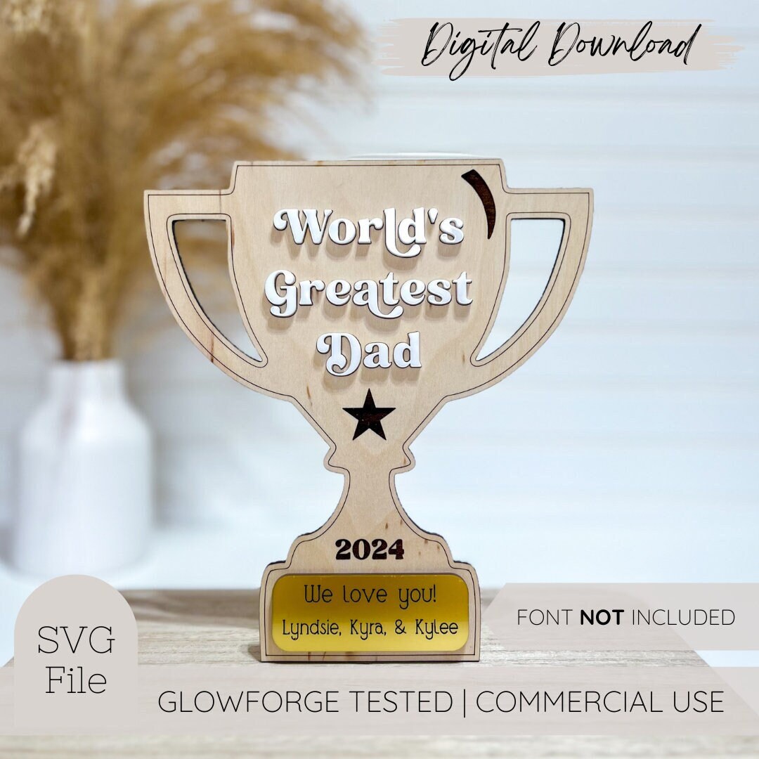 Best Dad Trophy Fathers Day Gift Fathers Day SVG - Etsy