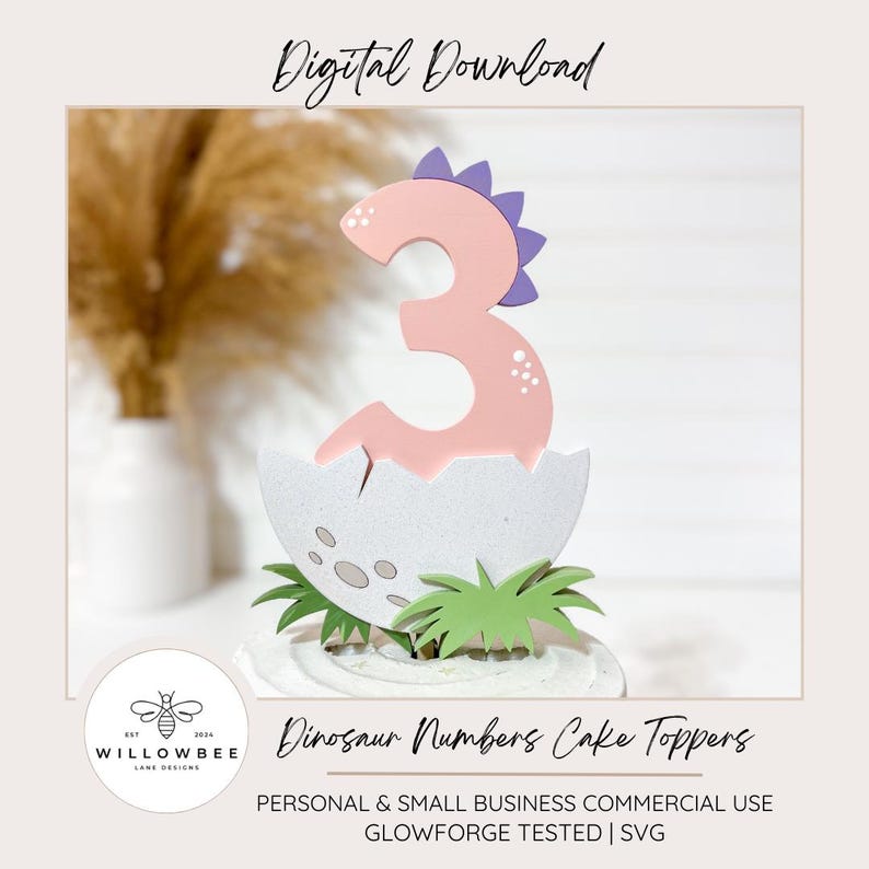 Dinosaur Numbers Cake Topper SVG | Dino Cake Topper SVG | Dinosaur ...