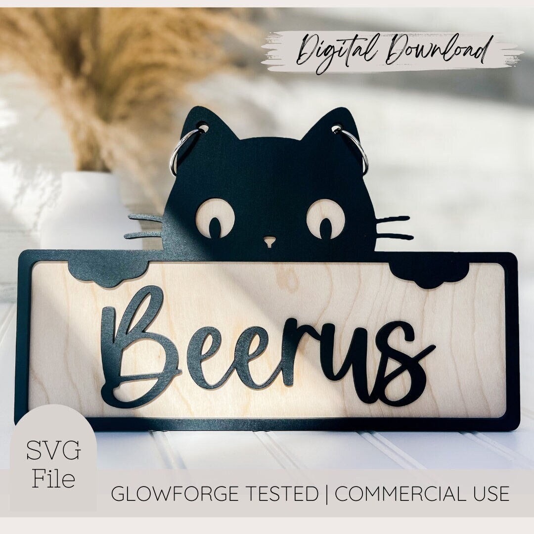 Cat Name Tag SVG - Etsy