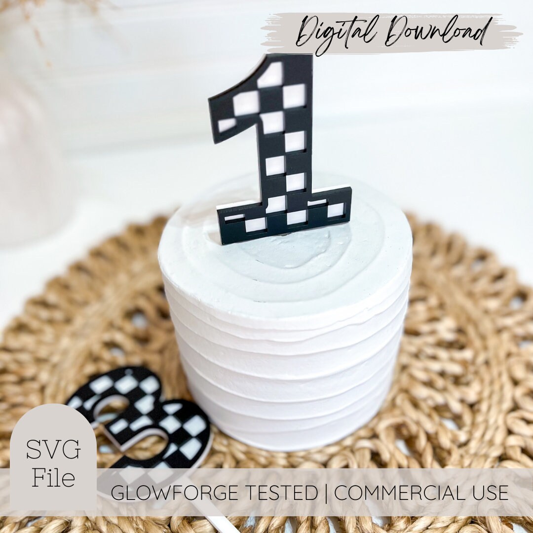 Checkered Numbers Cake Cupcake Toppers Digital Download SVG Laser ...