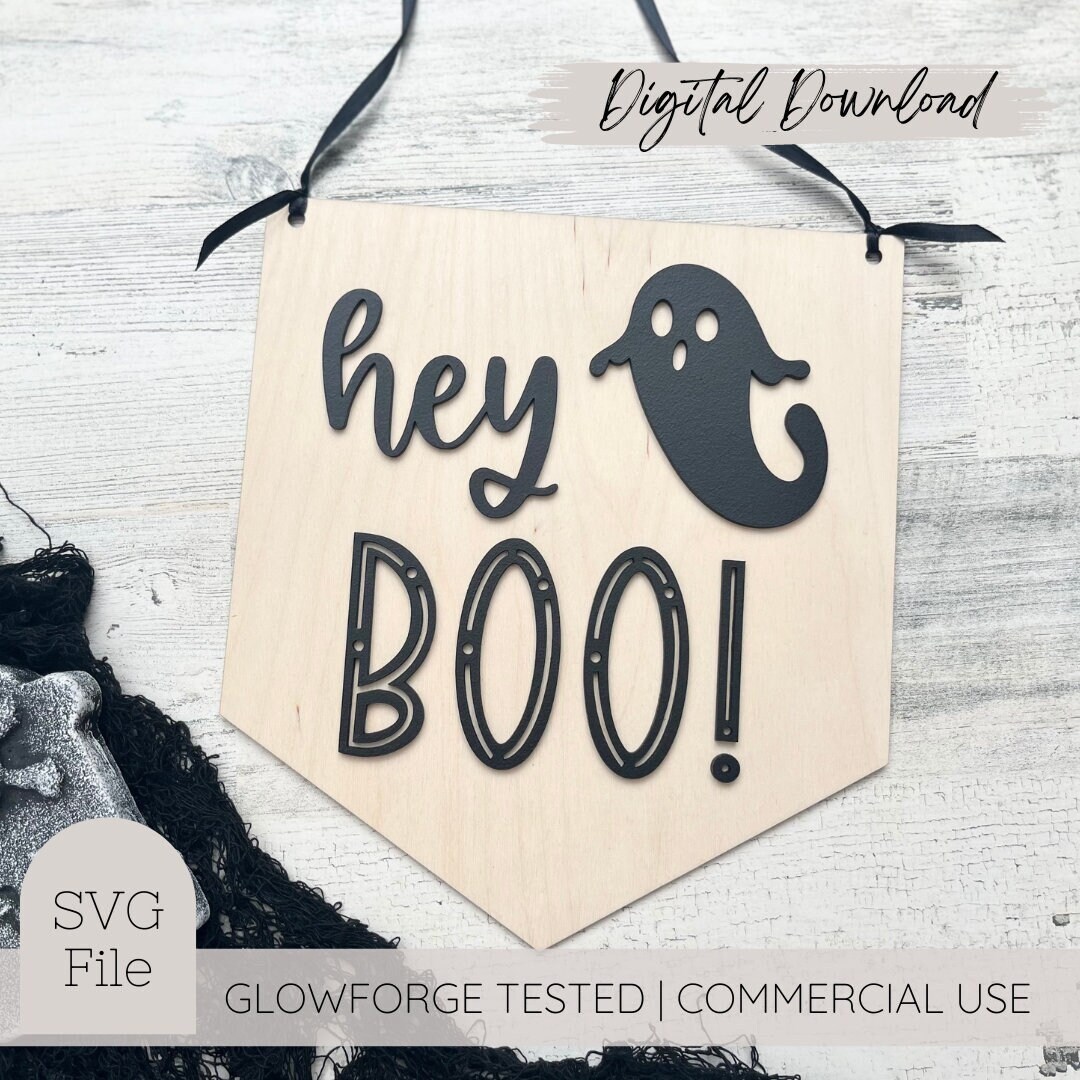 Hey Boo Banner Sign SVG - Etsy