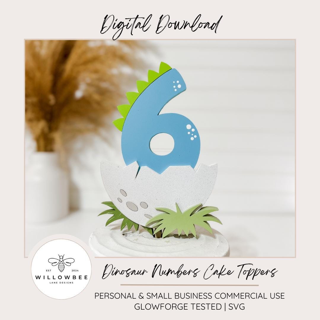 Dinosaur Numbers Cake Topper SVG | Dino Cake Topper SVG | Dinosaur ...