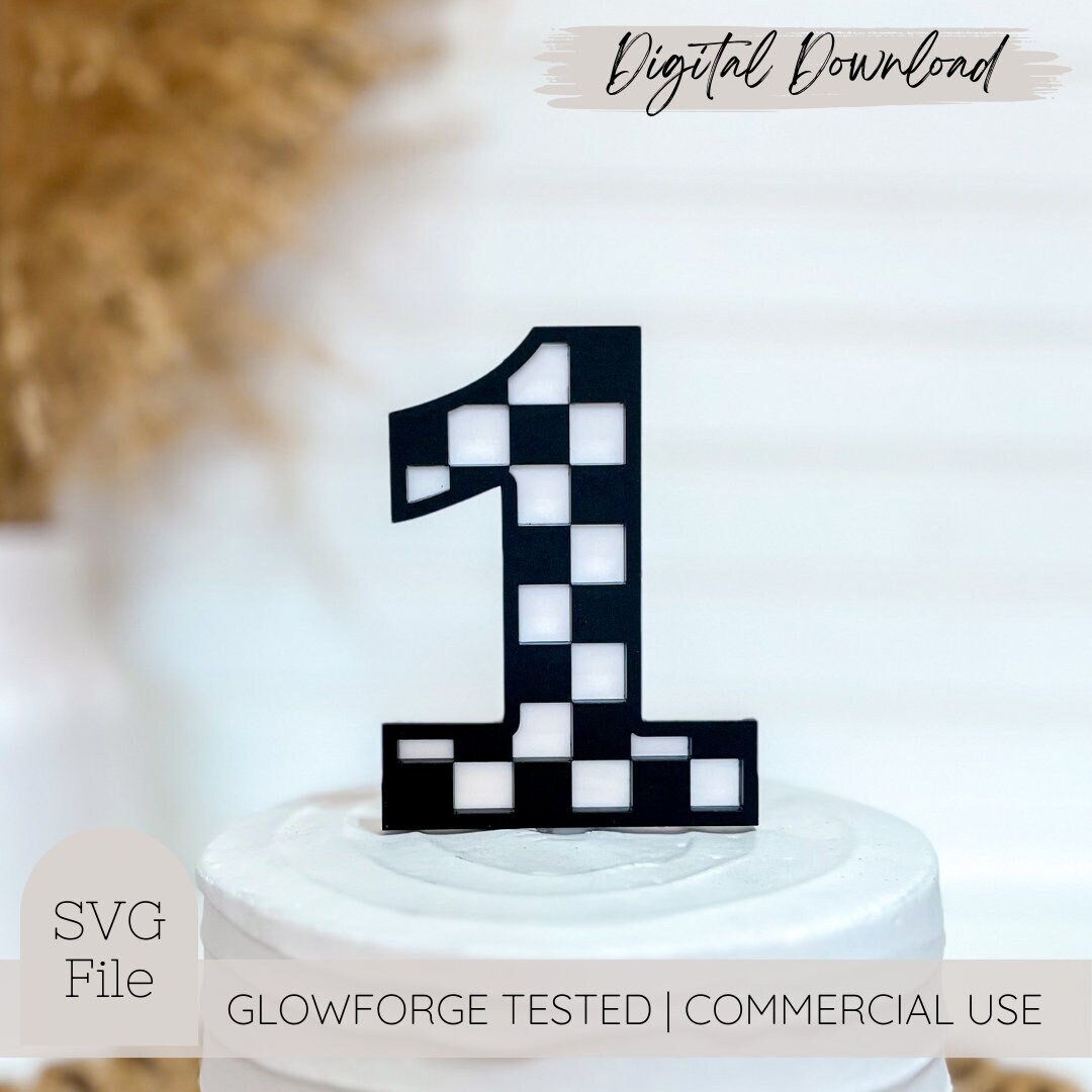 Checkered Numbers Cake Cupcake Toppers Digital Download SVG Laser ...