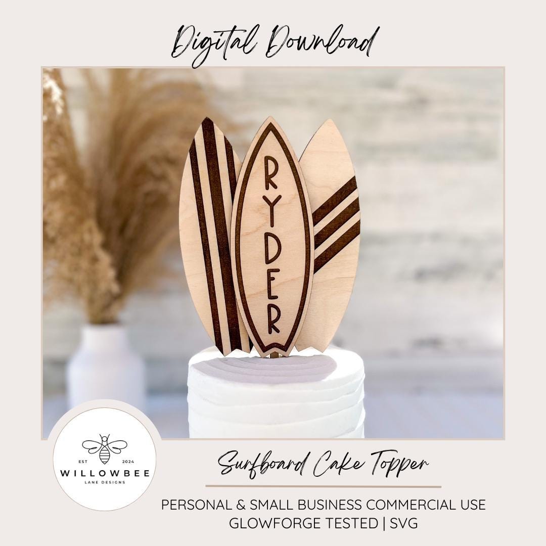 Surfboard Cake Topper; Digital Download; SVG; Laser Cutting File - Etsy