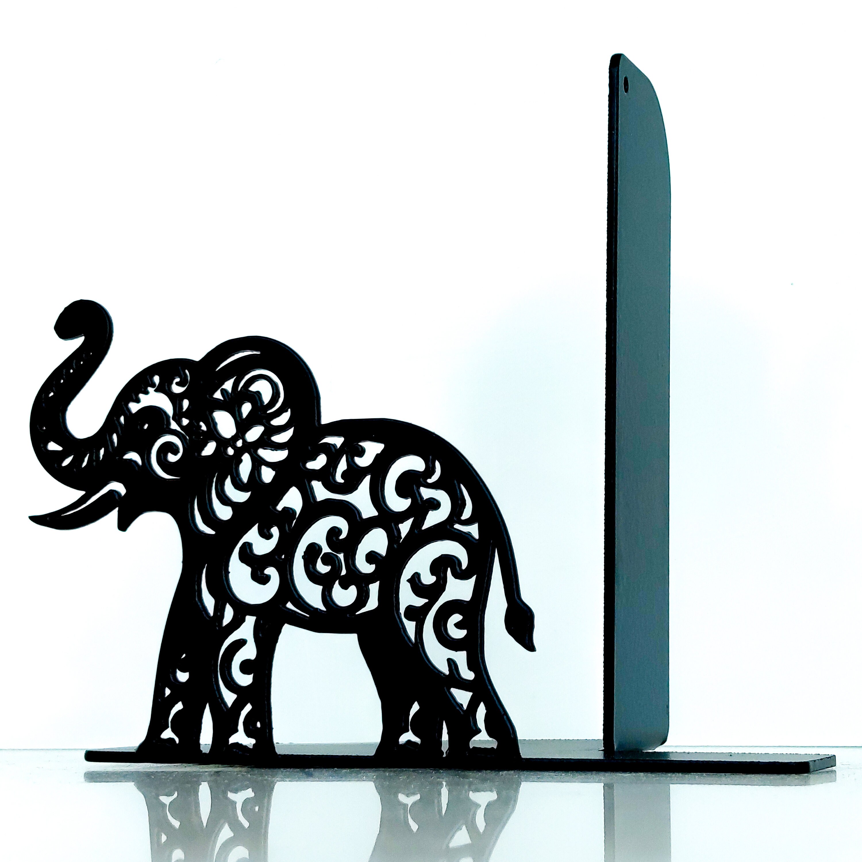 Elegant Elephant Silhouette Metal Bookends Decorative and Functional ...
