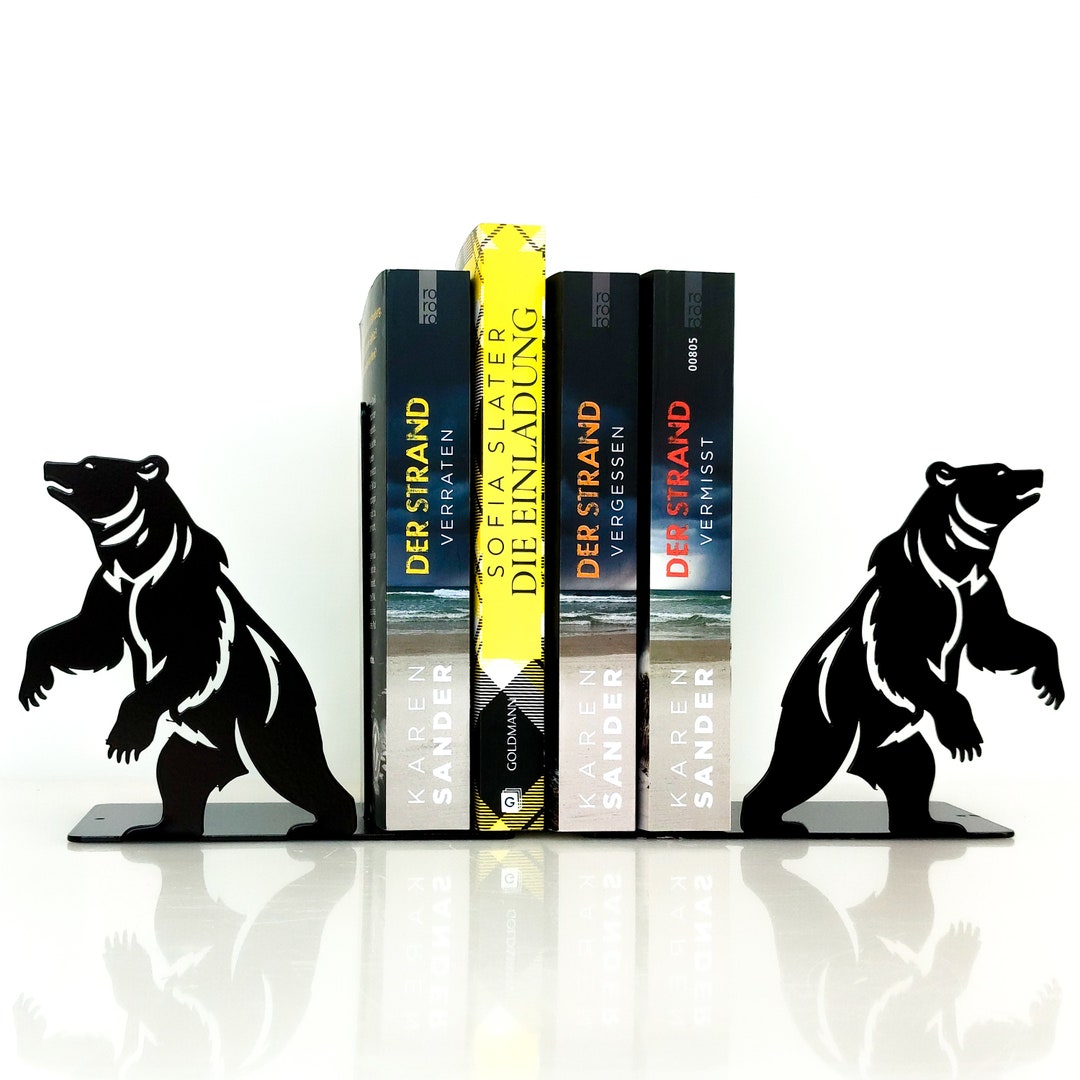 Bear Metal Bookends – Rustic Wildlife Book Stoppers – Unique Metal ...