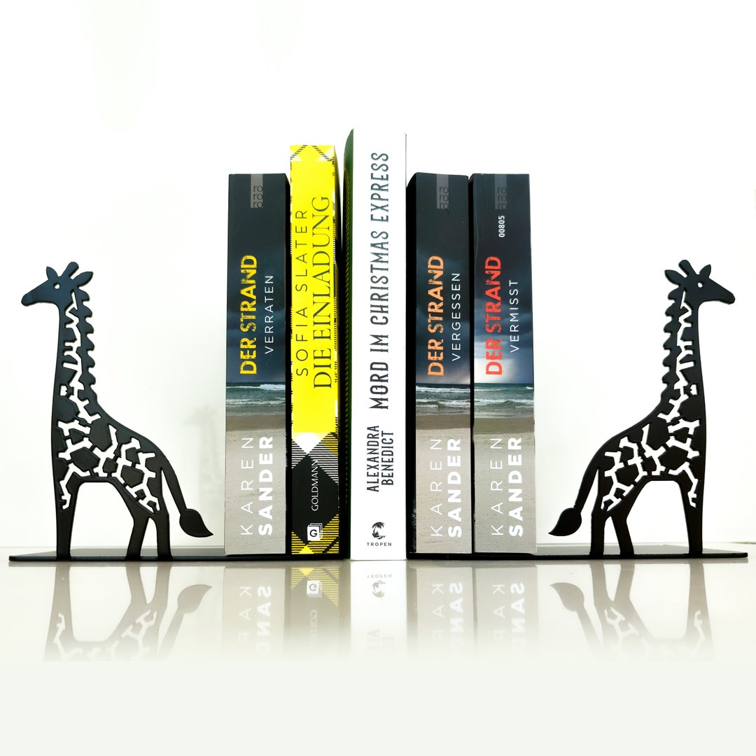 Elegant Giraffe Silhouette Metal Bookends - Decorative and Functional ...