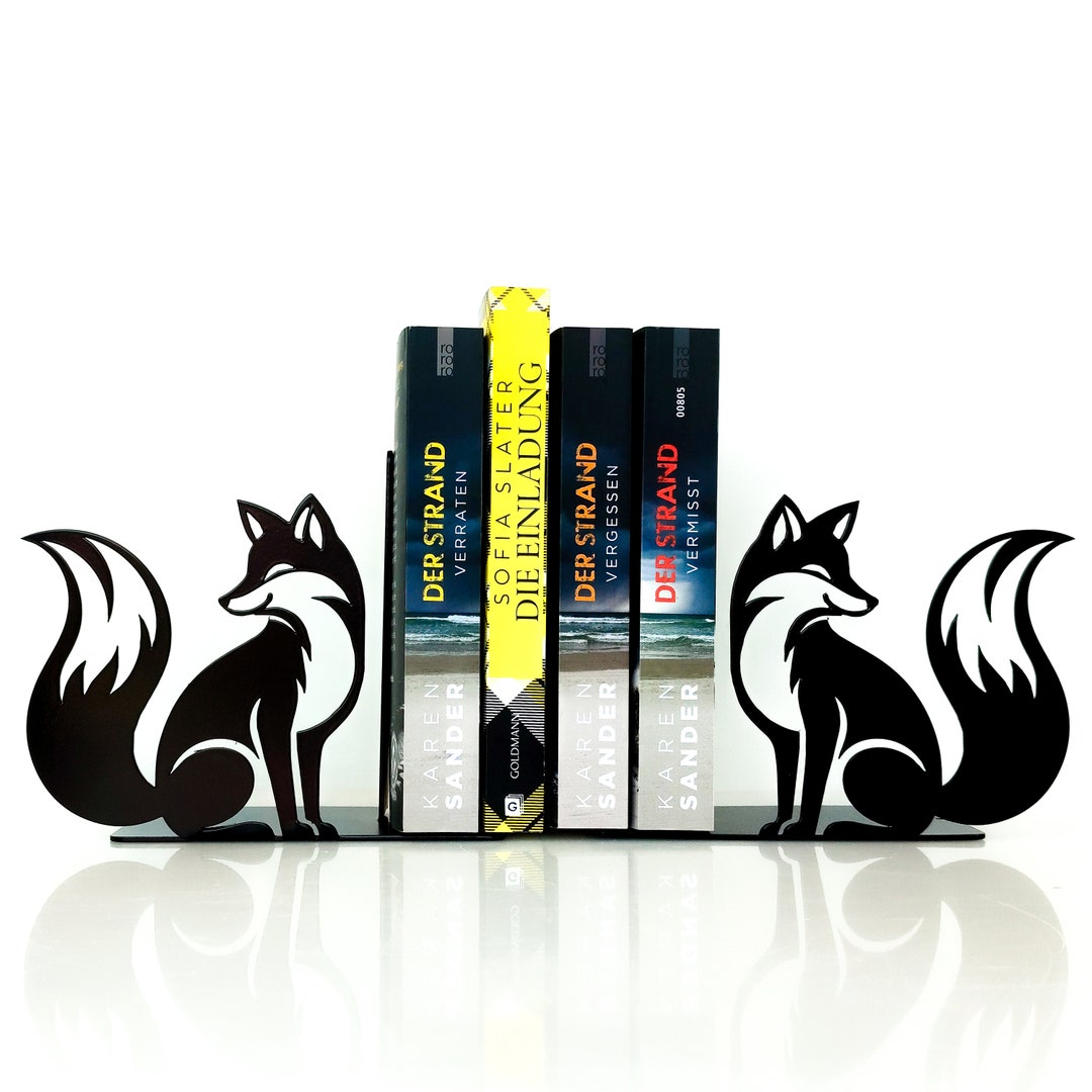 Charming Fox Metal Bookends – Forest Bookshelf Decor – Fox Book ...