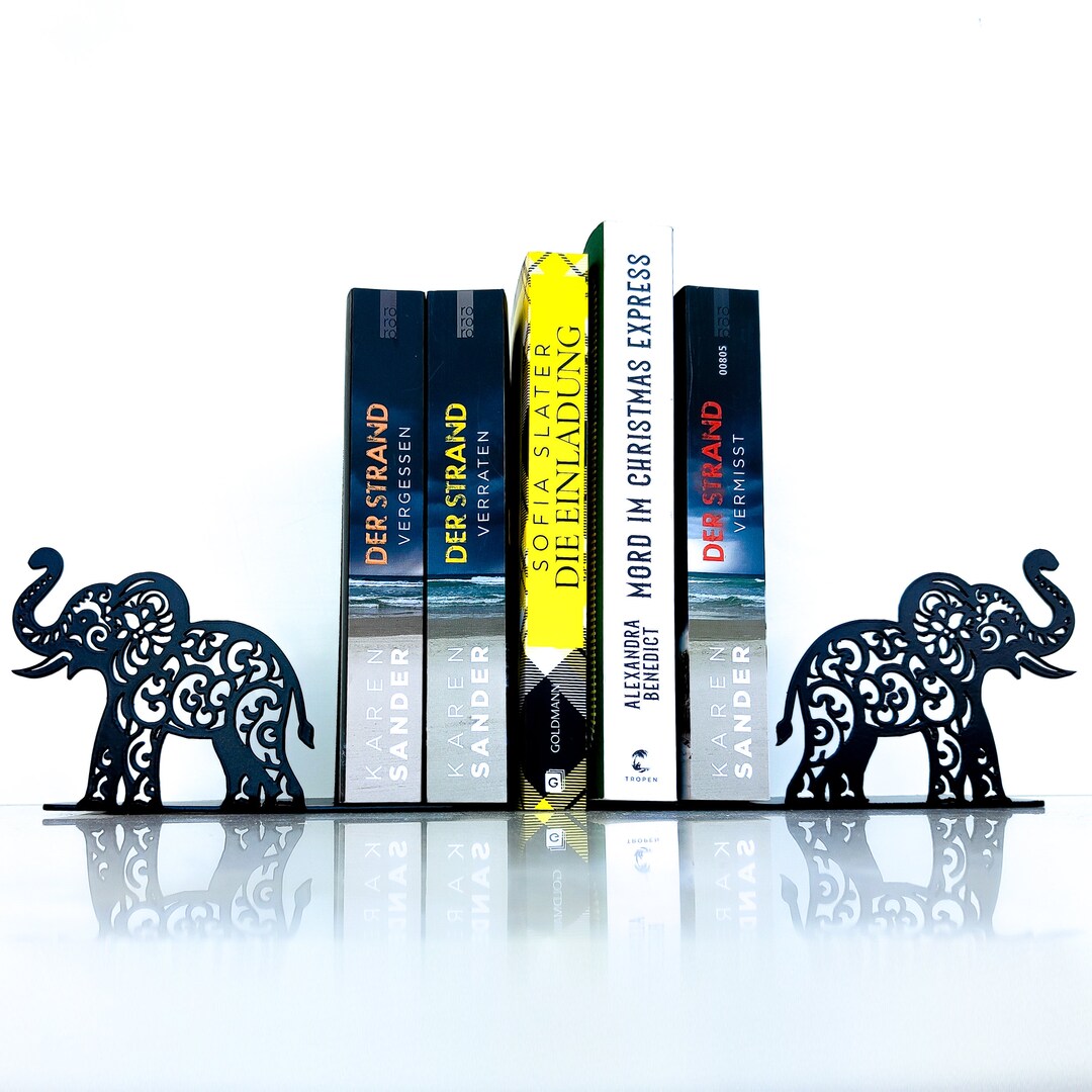 Elegant Elephant Silhouette Metal Bookends - Decorative and Functional ...