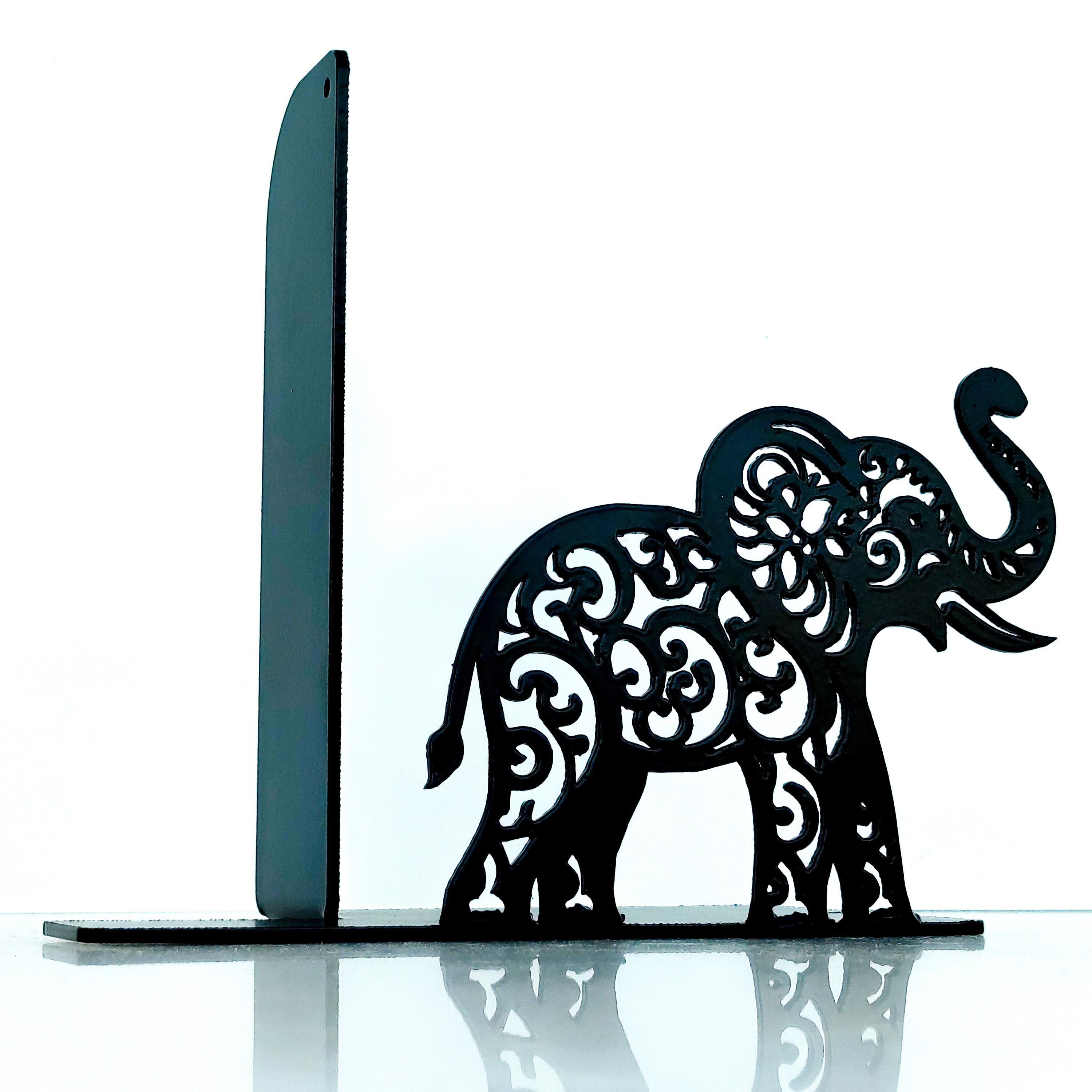 Elegant Elephant Silhouette Metal Bookends Decorative and Functional ...